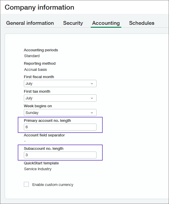 Change GL account numbers